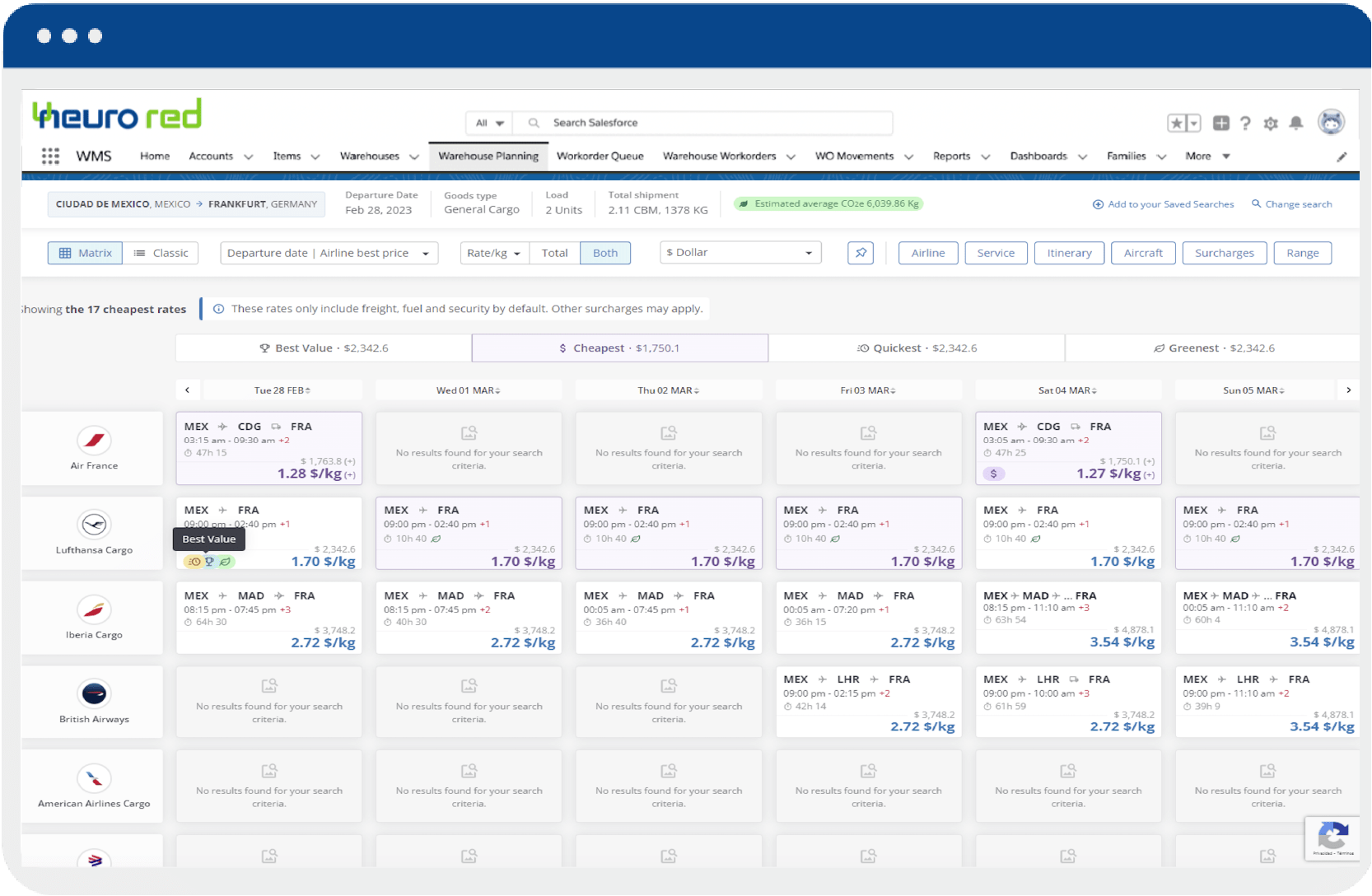 WebCargo Bookings on Salesforce - Neurored TMS & SCM